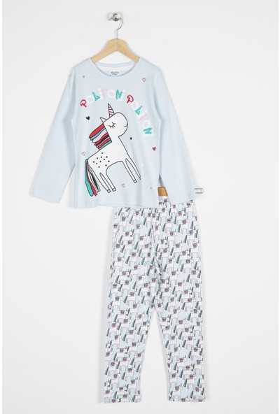 Zepkids Kız Çocuk Unicorn Baskılı Pijama Takımı 7-10 Yaş