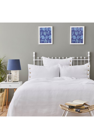 Nautica Home Pruva Tek Kişilik Müslin Yatak Örtüsü Seti Beyaz Nautica Home Pruva Tek Kişilik Müslin Yatak Örtüsü Seti Beyaz
