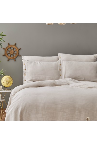 Nautica Home Pruva Çift Kişilik Yatak Örtüsü Seti Bej