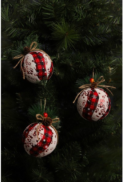 Lumiyard Yılbaşı Ağacı Süsü, Kumaş 3'lü Set, 7cm