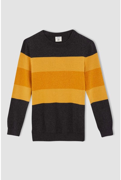 DeFacto Erkek Çocuk Regular Fit Bisiklet Yaka Renk Bloklu Pamuklu Kazak U5192A621WN