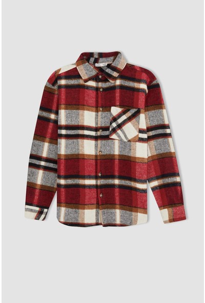 DeFacto Erkek Çocuk Regular Fit Kareli Uzun Kollu Flanel Oduncu Gömlek W5266A621WN