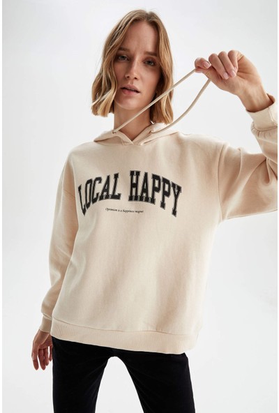 DeFacto Kapüşonlu Baskılı Relax Fit İçi Yumuşak Tüylü Sweatshirt V9083AZ21WN DeFacto Kapüşonlu Baskılı Relax Fit İçi Yumuşak Tüylü Sweatshirt V9083AZ21WN