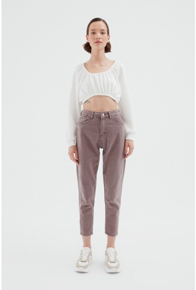 Quzu Eskitme Mom Jean Kahve