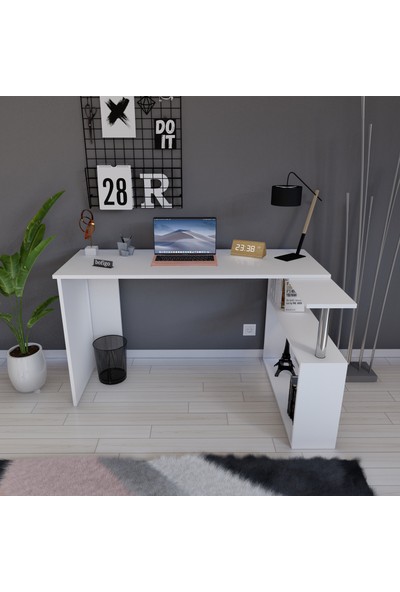 Bofigo 50X132 cm 2 Raflı L Çalışma Masası Bilgisayar Masası Ofis Masası Ders Masası Beyaz Bofigo 50X132 cm 2 Raflı L Çalışma Masası Bilgisayar Masası Ofis Masası Ders Masası Beyaz