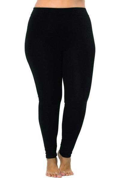 İçten Kadın Siyah Büyük Beden Çelik Kumaş Tayt Tn-01