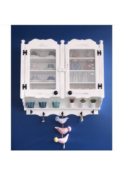 Turuncu Atölye Çok Raflı Eskitmeli Beyaz Tel Dolap Turuncu Atölye Çok Raflı Eskitmeli Beyaz Tel Dolap