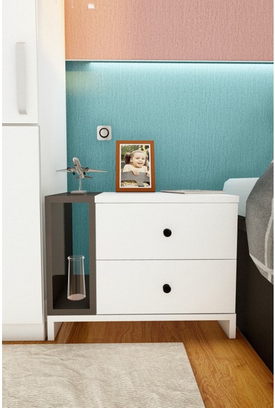 Ünüvar Konsept Fatih Iki Çekmeceli Tek Raflı Modern Komodin