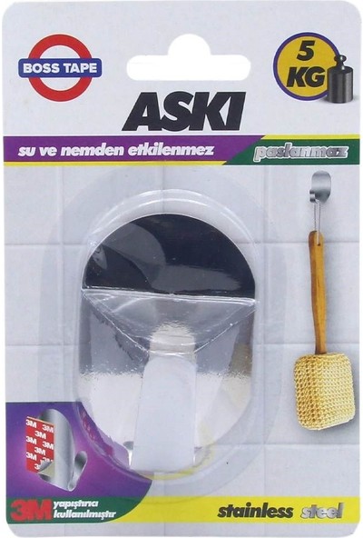 Boss Tape Paslanmaz Inox Tekli Büyük Askı Boss Tape Paslanmaz Inox Tekli Büyük Askı