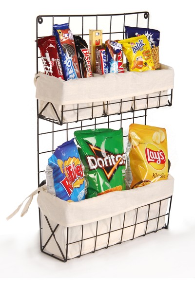 AYYBUU Çok Amaçlı Tel Mutfak&Banyo Sepeti Tekstilli