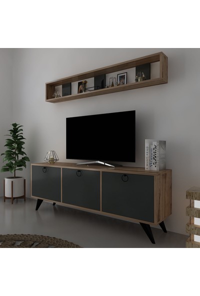 Festival Mobilya Icon Raflı Tv Ünitesi Q3029-6 Kulplu Dolaplı Modern Tv Sehpası