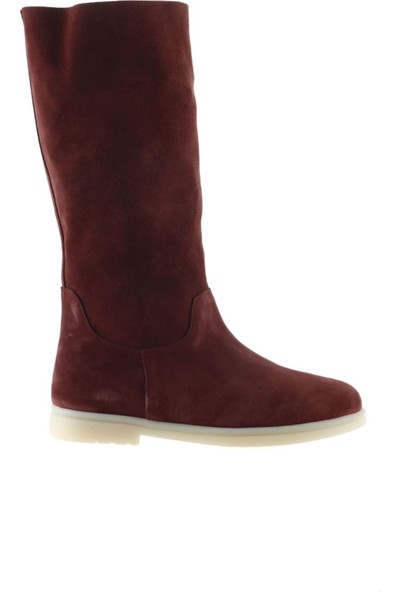 Bueno Bordo Süet Kadın Düz Çizme