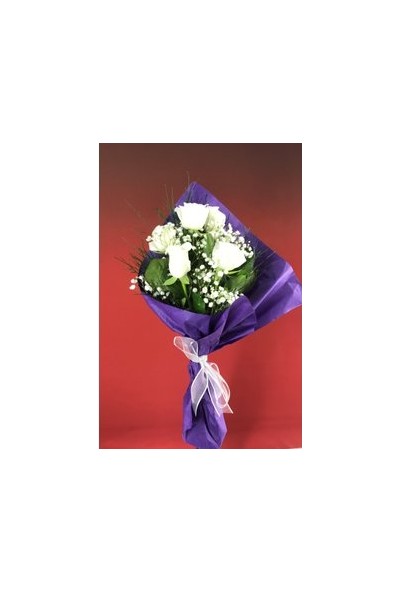 Hasal Flower - Beyaz Deha - 5 Beyaz Gül Buketi - Aranjman Kesme Canlı Çiçek Hasal Flower - Beyaz Deha - 5 Beyaz Gül Buketi - Aranjman Kesme Canlı Çiçek