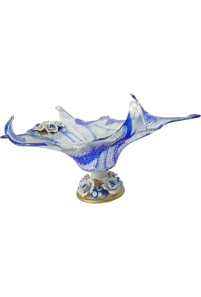 Murano El Yapımı Cam Üzerine Mavi Hareli Büyük Italyan Murano Gondol Murano El Yapımı Cam Üzerine Mavi Hareli Büyük Italyan Murano Gondol