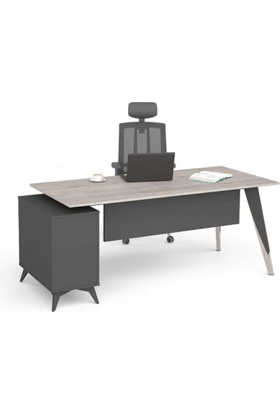 Uzay Ofis Royal Etajerli Çalışma Masası Lizbon Antrasit 140 cm