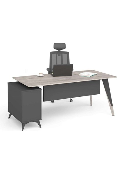 Uzay Ofis Royal Etajerli Çalışma Masası Lizbon Antrasit 180 cm