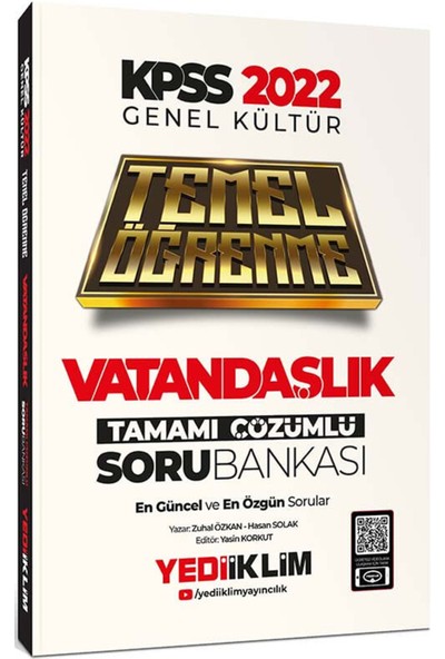 Yediiklim 2022 KPSS Genel Kültür Vatandaşlık Temel Öğrenme Tamamı Çözümlü Soru Bankası Yediiklim 2022 KPSS Genel Kültür Vatandaşlık Temel Öğrenme Tamamı Çözümlü Soru Bankası