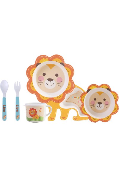 Sakuraa 5'li Bambu Elyaf Çocuk Kase Çatal Kaşık Yemek Takımı A05 Aslan (Yurt Dışından) Sakuraa 5'li Bambu Elyaf Çocuk Kase Çatal Kaşık Yemek Takımı A05 Aslan (Yurt Dışından)
