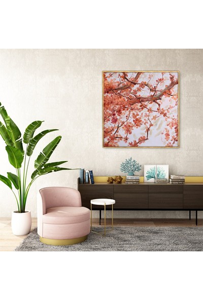 Tablo Life Pembe Ütopya Yağlı Boya Dokulu Tablo