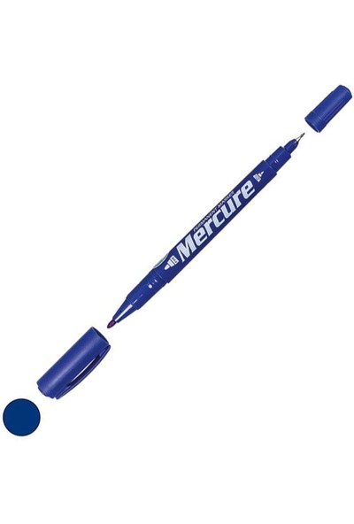 Mercure Çift Uçlu İnce - Kalın CD Kalemi Mavi