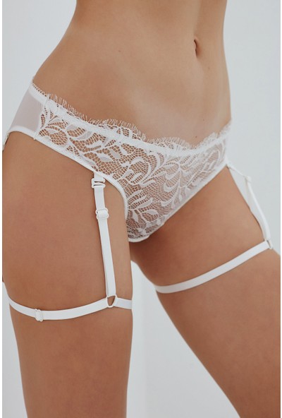 Penti Beyaz Suspender Brazilian Külot