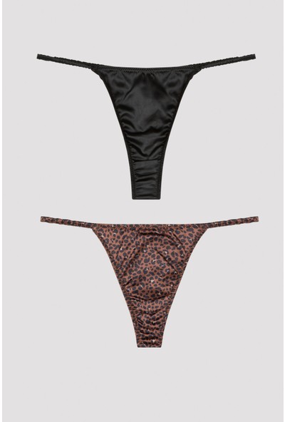 Penti Çok Renkli Satin Leopard 2li Thong Külot