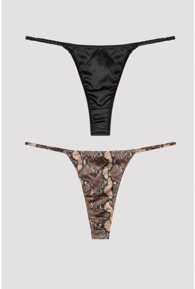 Penti Çok Renkli Satin Snake 2li Thong Külot