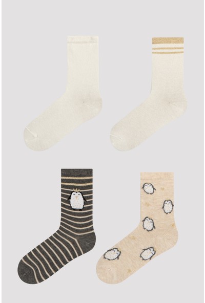 Penti Çok Renkli Queen Panda 4lü Soket Çorap Penti Çok Renkli Queen Panda 4lü Soket Çorap