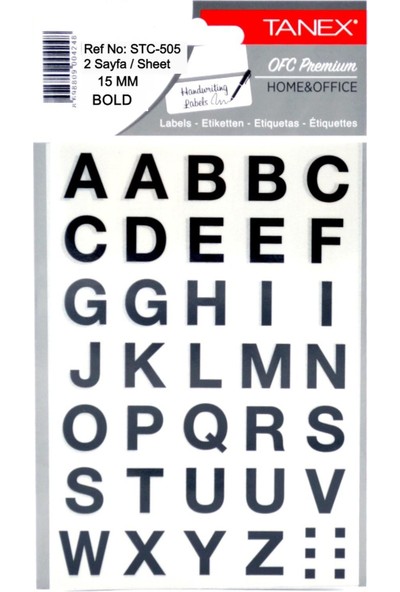 Tanex STC-505 Harf Etiketi 15 mm 2 Sayfa