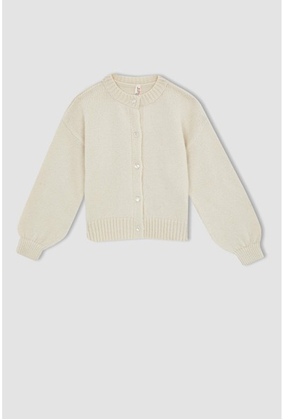 DeFacto Kız Çocuk Regular Fit Bisiklet Yaka Triko Hırka V0834A621WN