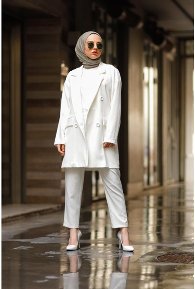 Meqlife Blazer Ceket Pantolon Tesettür Takım Meqlife Blazer Ceket Pantolon Tesettür Takım