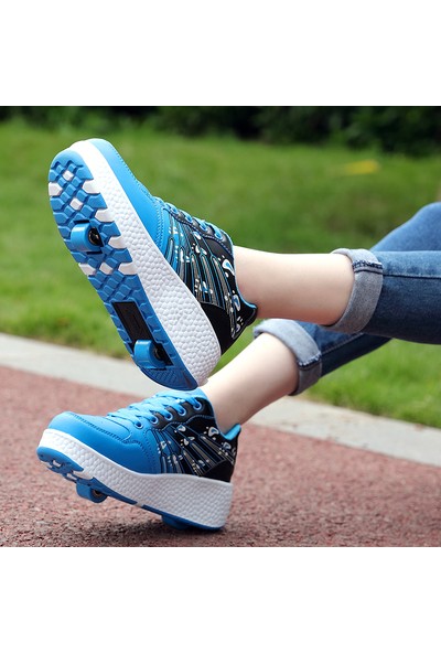 Sıtong 4 Tekerlekli USB Şarjlı LED Işıklı Paten Ayakkabı (Yurt Dışından)