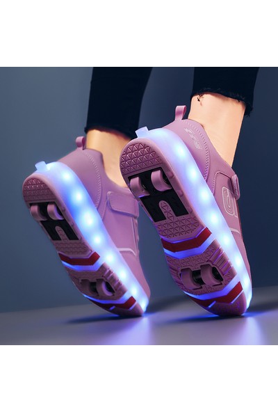 Sıtong 8 Tekerlekli USB Şarjlı LED Işıklı Paten Ayakkabı (Yurt Dışından)