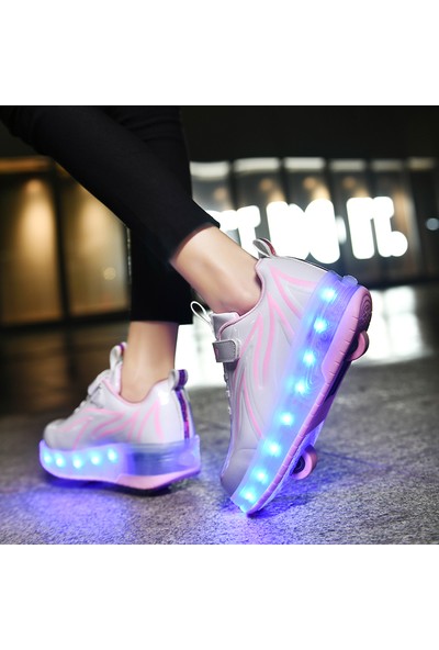 Sıtong 4 Tekerlekli USB Şarjlı LED Işıklı Paten Ayakkabı (Yurt Dışından)