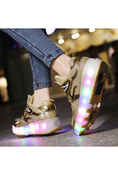 Sıtong 4 Tekerlekli USB Şarjlı LED Işıklı Paten Ayakkabı (Yurt Dışından)