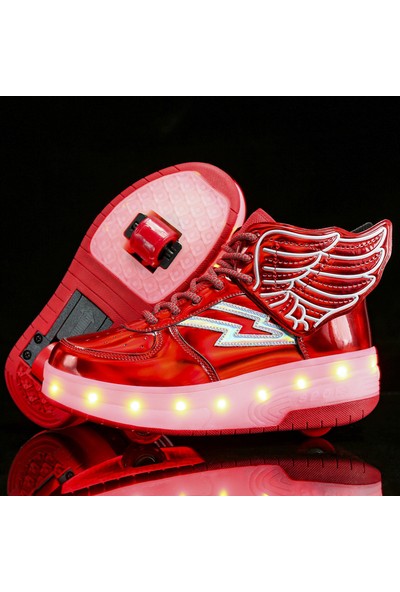 Sıtong 4 Tekerlekli USB Şarjlı LED Işıklı Paten Ayakkabı (Yurt Dışından)