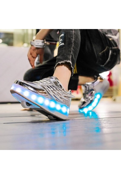 Sıtong 4 Tekerlekli USB Şarjlı LED Işıklı Paten Ayakkabı (Yurt Dışından)