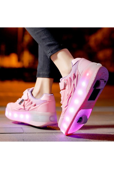 Sıtong 4 Tekerlekli USB Şarjlı LED Işıklı Paten Ayakkabı (Yurt Dışından)