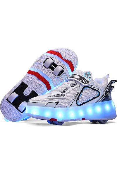 Sıtong 8 Tekerlekli USB Şarjlı LED Işıklı Paten Ayakkabı (Yurt Dışından)