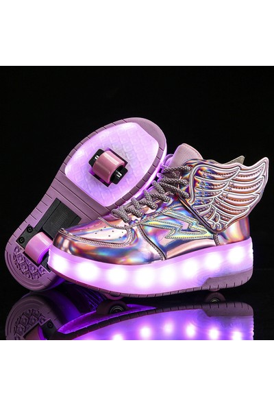 Sıtong 4 Tekerlekli USB Şarjlı LED Işıklı Paten Ayakkabı (Yurt Dışından)