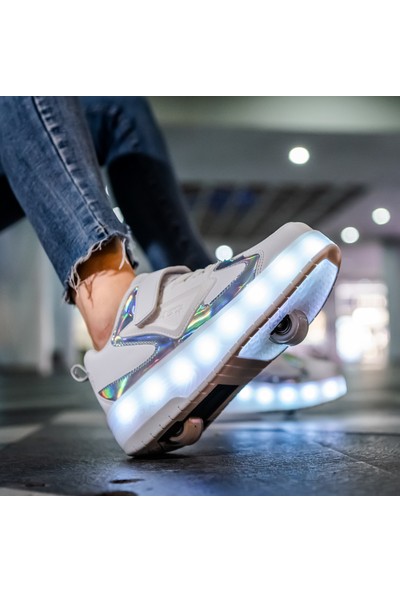 Sıtong 4 Tekerlekli USB Şarjlı LED Işıklı Paten Ayakkabı (Yurt Dışından)