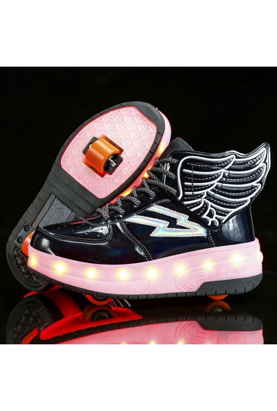Sıtong 4 Tekerlekli USB Şarjlı LED Işıklı Paten Ayakkabı (Yurt Dışından)