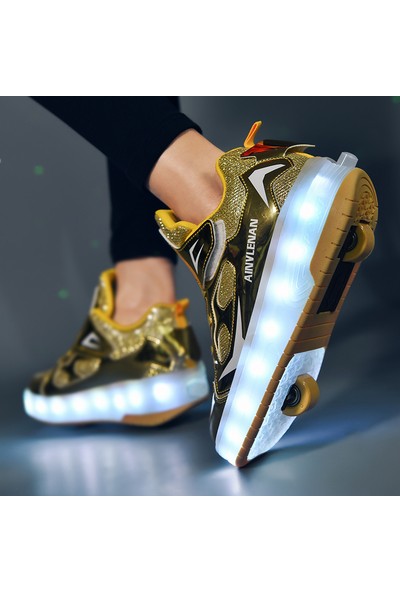 Sıtong 4 Tekerlekli USB Şarjlı LED Işıklı Paten Ayakkabı (Yurt Dışından)