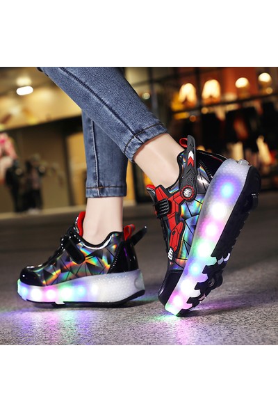 Sıtong 4 Tekerlekli USB Şarjlı LED Işıklı Paten Ayakkabı (Yurt Dışından)