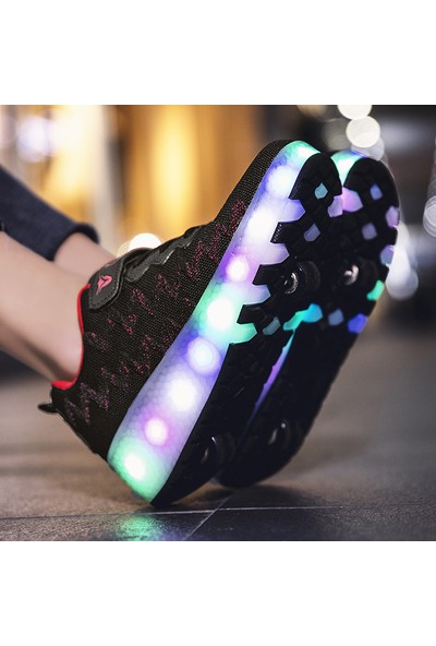 Sıtong 4 Tekerlekli USB Şarjlı LED Işıklı Paten Ayakkabı (Yurt Dışından)