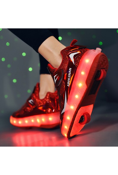 Sıtong 4 Tekerlekli USB Şarjlı LED Işıklı Paten Ayakkabı (Yurt Dışından)