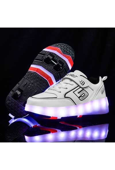 Sıtong 8 Tekerlekli USB Şarjlı LED Işıklı Paten Ayakkabı (Yurt Dışından)