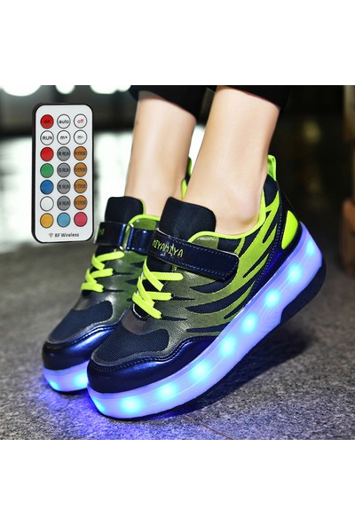 Sıtong 4 Tekerlekli USB Şarjlı LED Işıklı Paten Ayakkabı (Yurt Dışından)