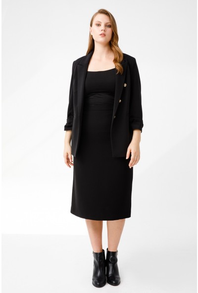 Ekol Kadın Orta Boy Kalem Etek 6054007 Siyah