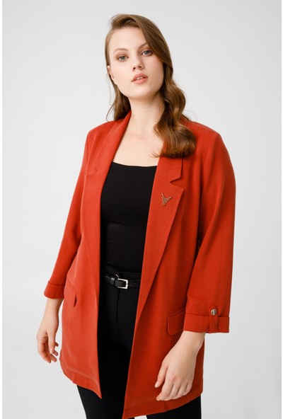 Ekol Kadın Düğmesiz Broşlu Ceket 6053591 Tarçın Ekol Kadın Düğmesiz Broşlu Ceket 6053591 Tarçın